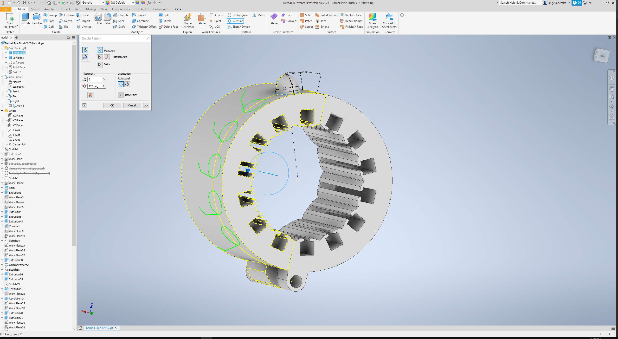 Solved Unable To Loft A 3d Sketch With Rails And Then Use Circular Pattern On It Autodesk