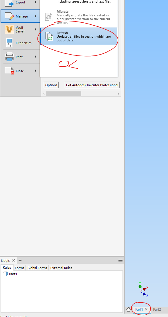 Solved: Refresh button (under File --> Manage) greyed out when using document floating window ...
