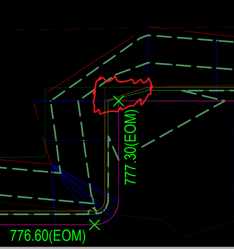 Using a corridor along a feature line for grading a curb to Existing ...