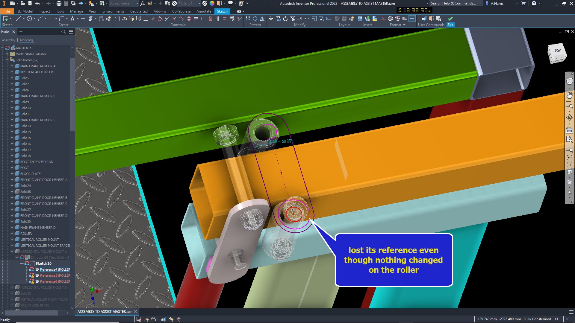 Projected geometry losing its reference all the time - Autodesk Community