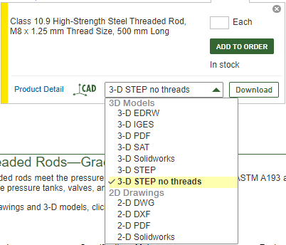 Solved: Unable to calculate/update physical properties (imported part from McMaster-Carr website ...