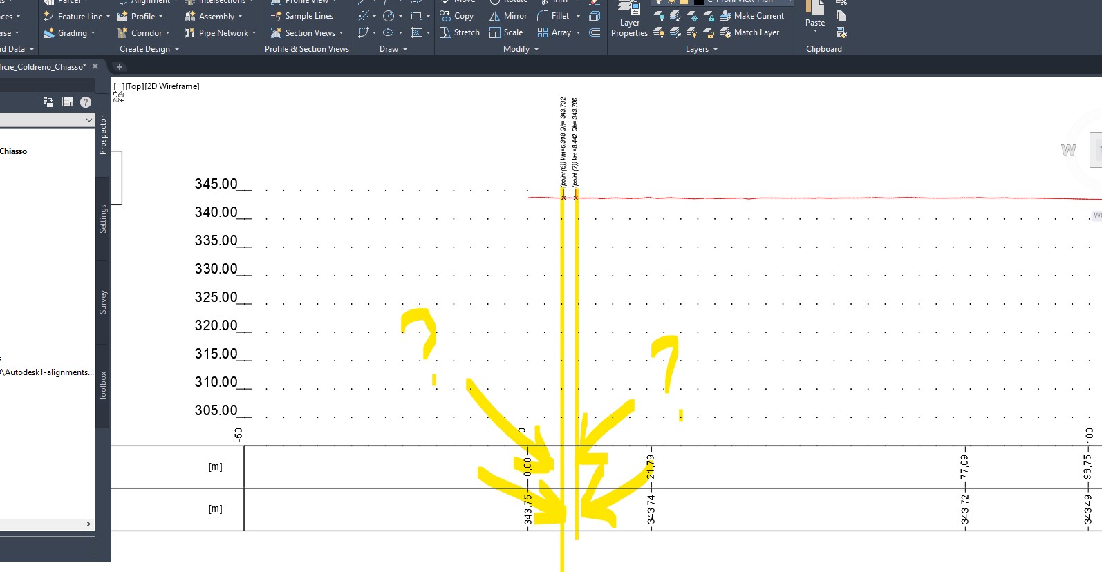 Solucionado: Como mostrar el valor de la cuota altimétrica y el P.K. de unos puntos proyectados ...