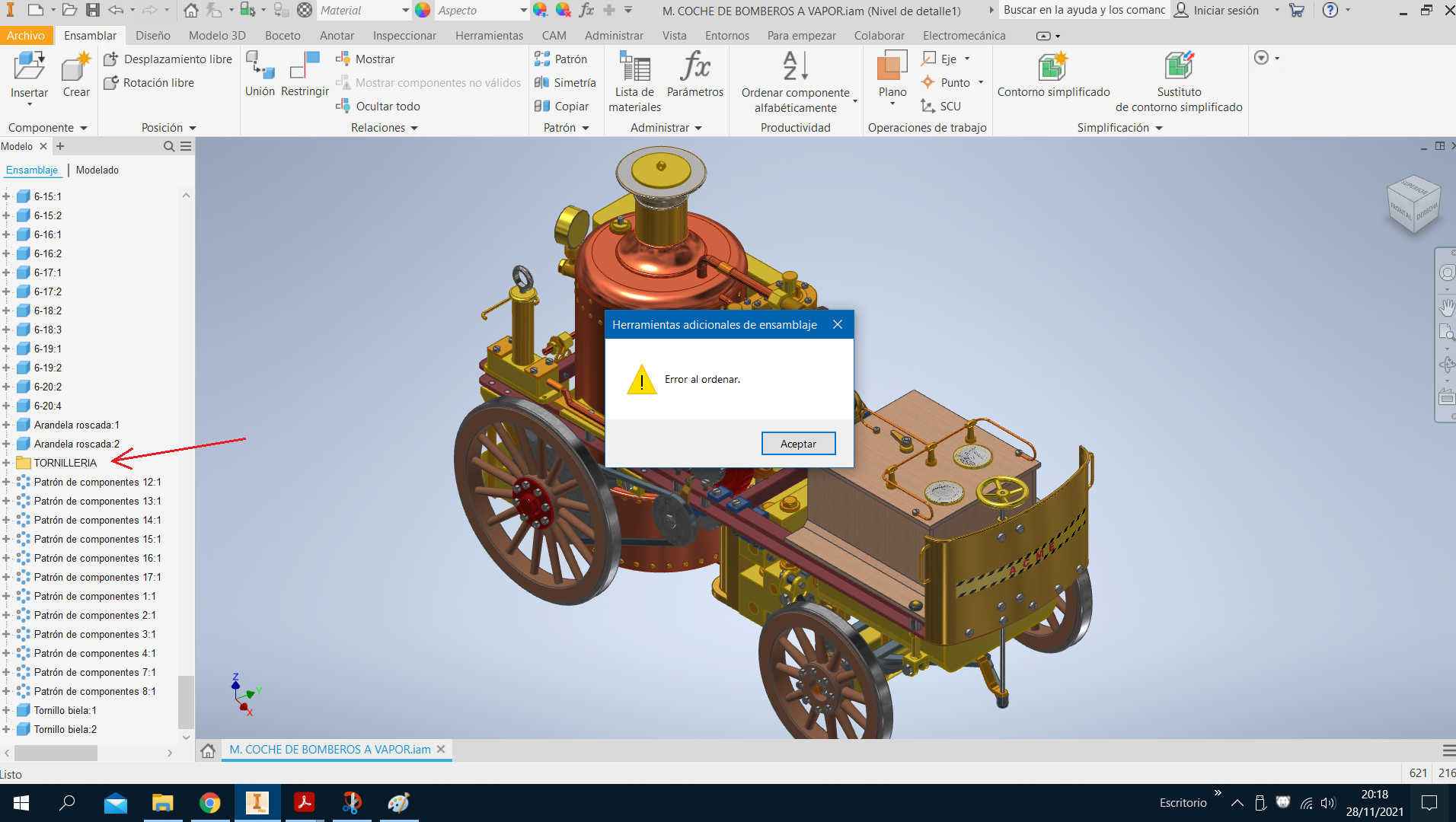 Solucionado: Error en ordenar en el ensamblaje en Inventor 2021 ...