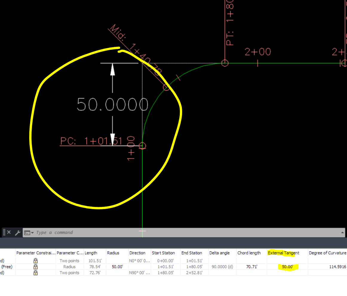 Tan(Δ/2) in the Alignment Grid View details - Autodesk Community