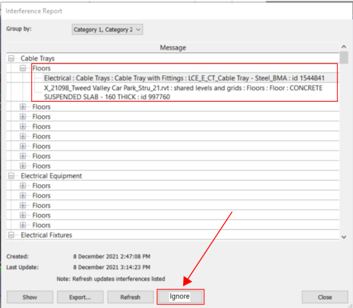 New option to archive/ ignore clash in Revit Interference report ...